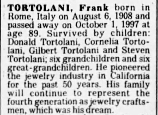 Tortolani Costume Jewelry Brand History - Jewelry ID